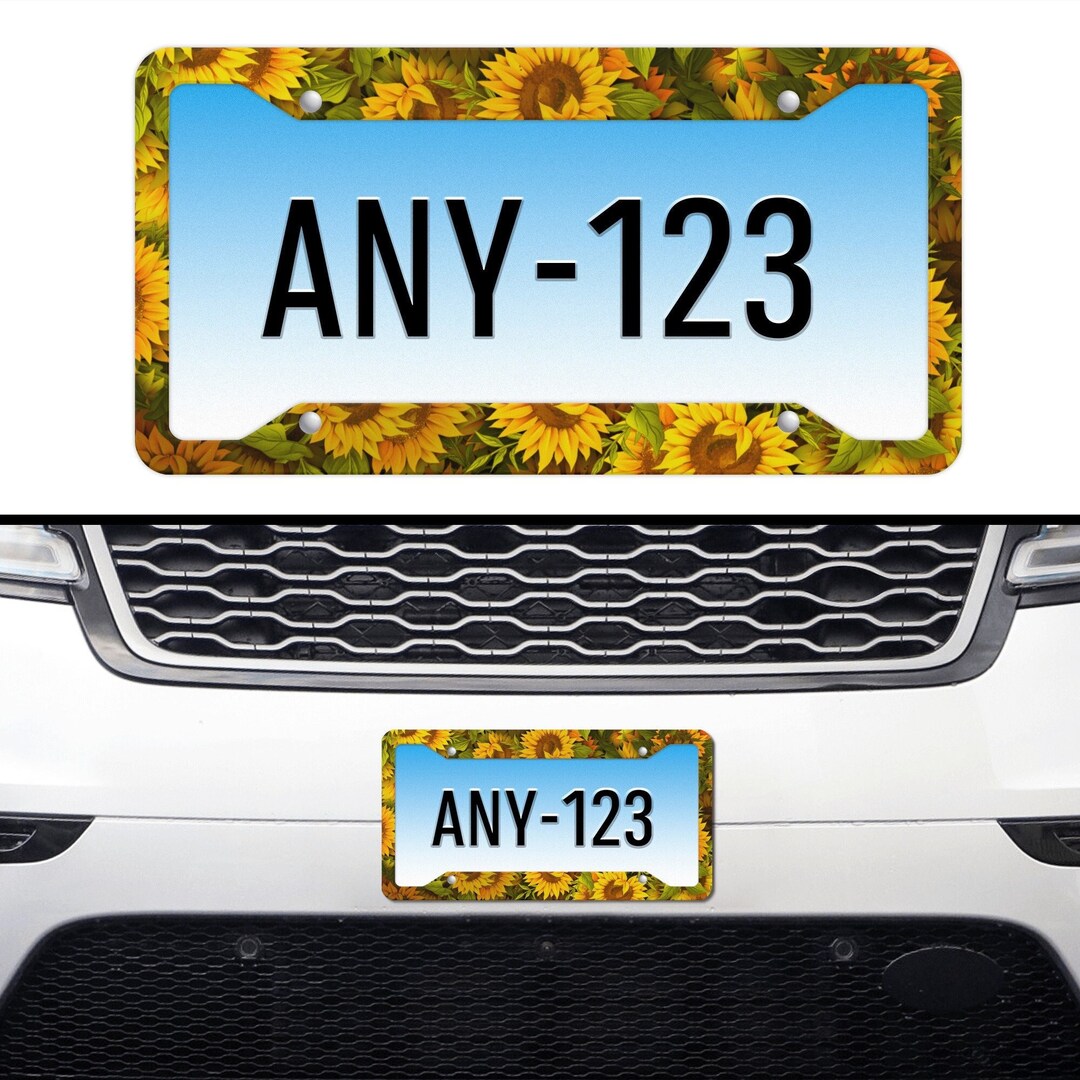 Sunflower License Plate Frame Floral, Cute License Plate Frames for ...