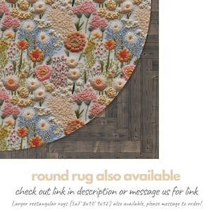 Pastel Wildflower Rug, Floral Area Rug, Cottagecore Floor Mat, Nursery ...