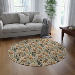 Cottagecore Flower Meadow Round Rug Floral Round Area Rug - Etsy