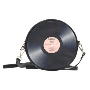 Vinyl Record Handbag Crossbody Round Bag Vegan Leather Purse Small, 7 ...