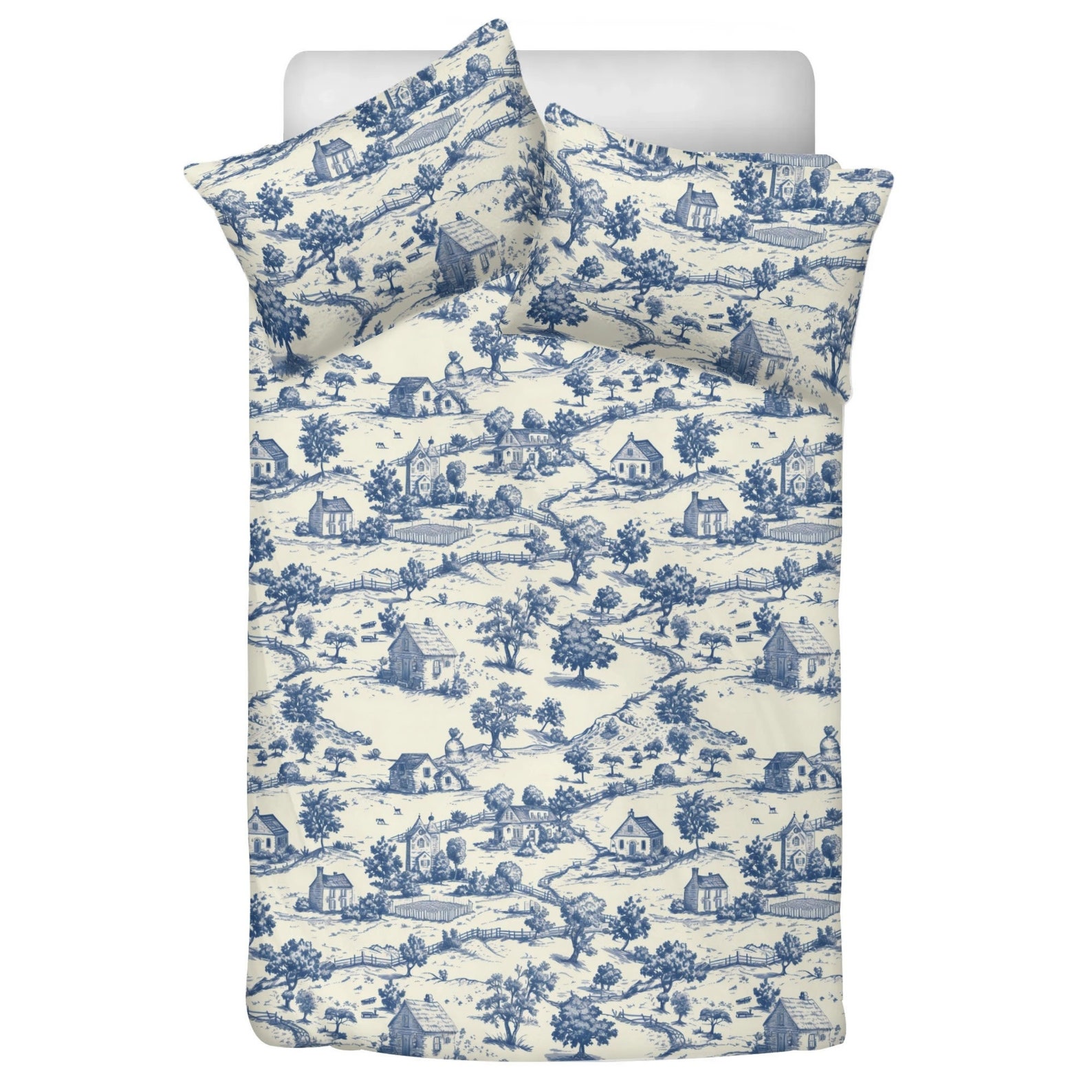Village Toile Duvet Cover Set With Pillowcases Toile Duvet Set King ...