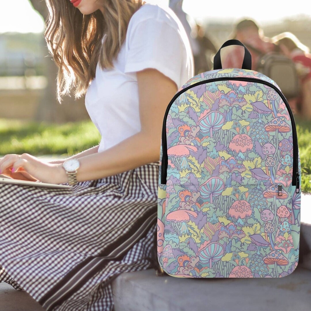 Pastel Mushroom Backpack, Cottagecore Computer Backpack, Cute Backpack ...