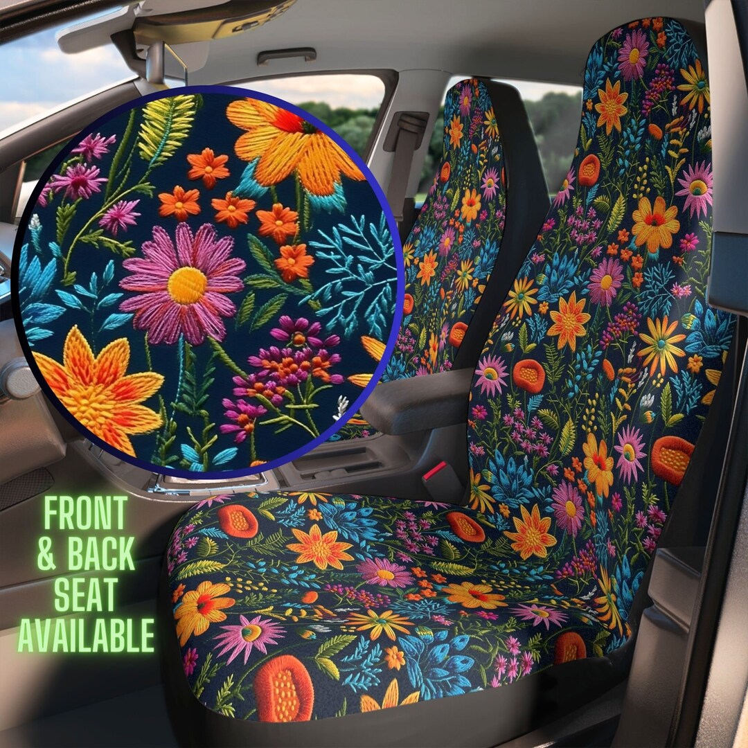 Midnight Bloom Car Seat Cover for Vehicle Full Set, Cottagecore Car ...