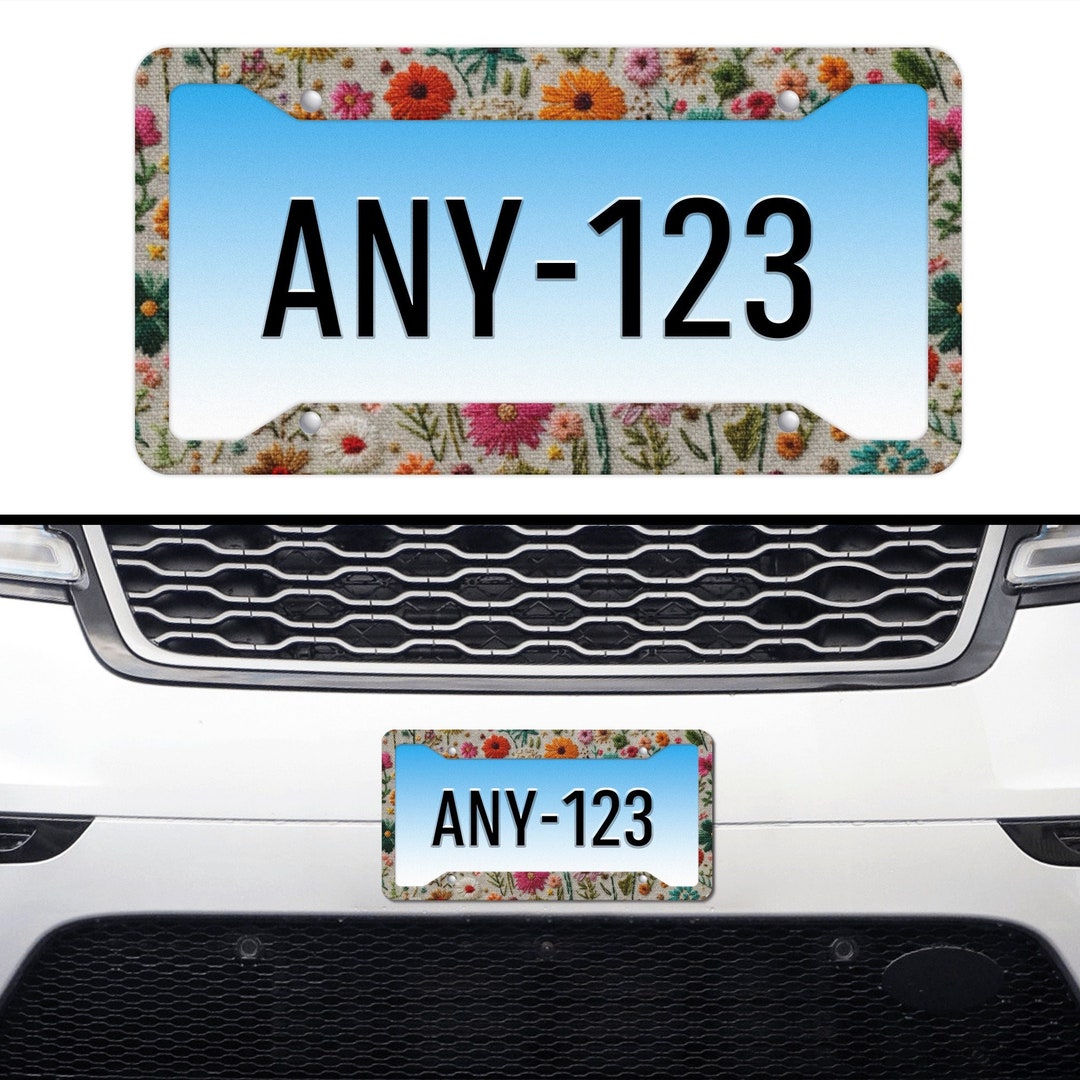 Summer Flowers License Plate Frame Cute, Boho Floral License Plate ...