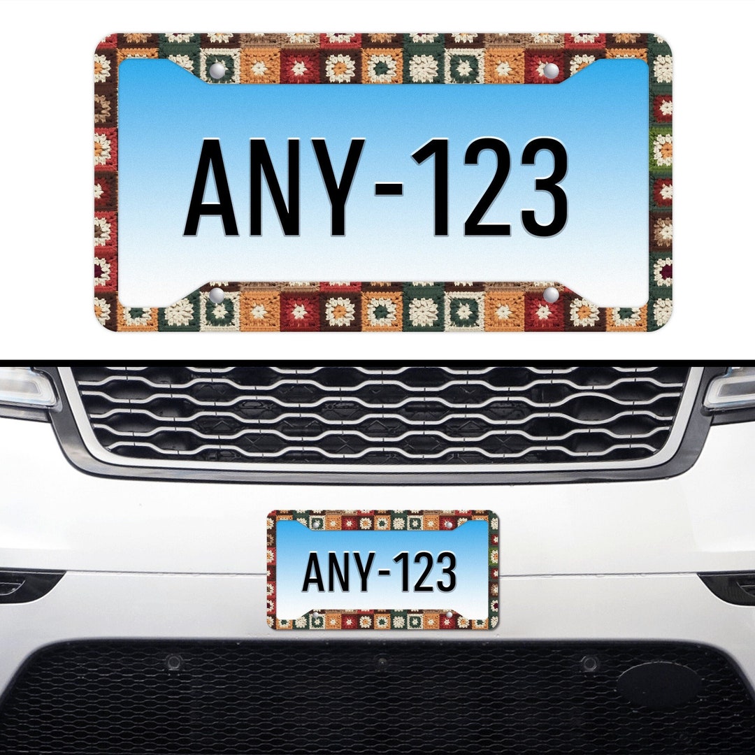 Granny Squares License Plate Frame Retro, Cute Car Accessories ...
