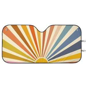 Retro Sunrise Windshield Sun Shade for Car, Car Windshield Sunshade ...