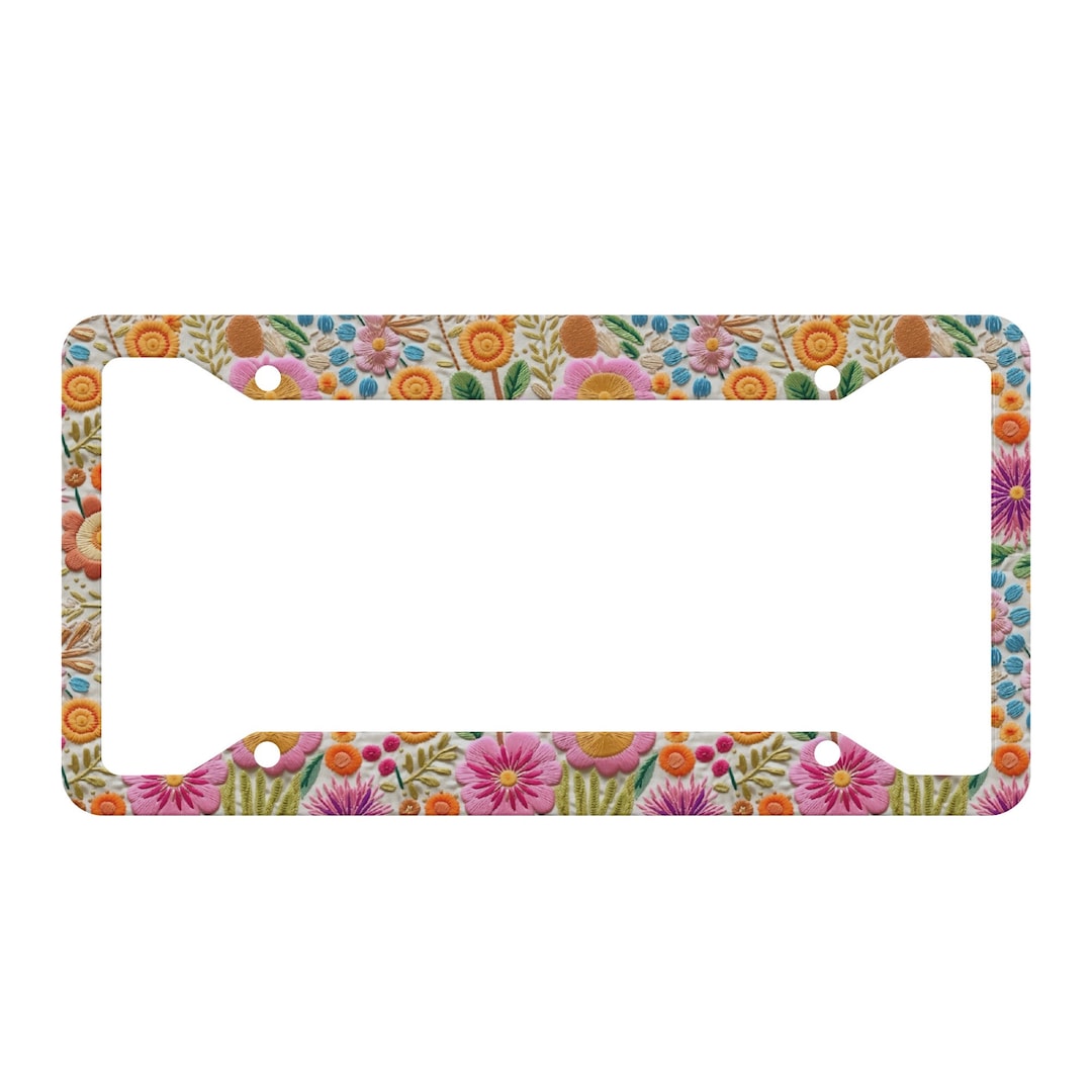 Pink Bloom License Plate Frame, Cute License Plate Frames for Women ...