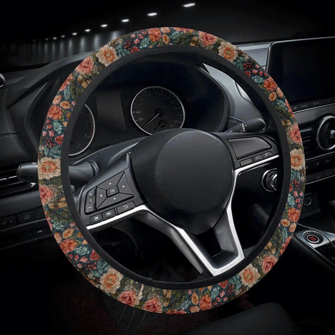 Boho Garden Steer Wheel Cover Cute Car Wheel Cover Floral Steering ...