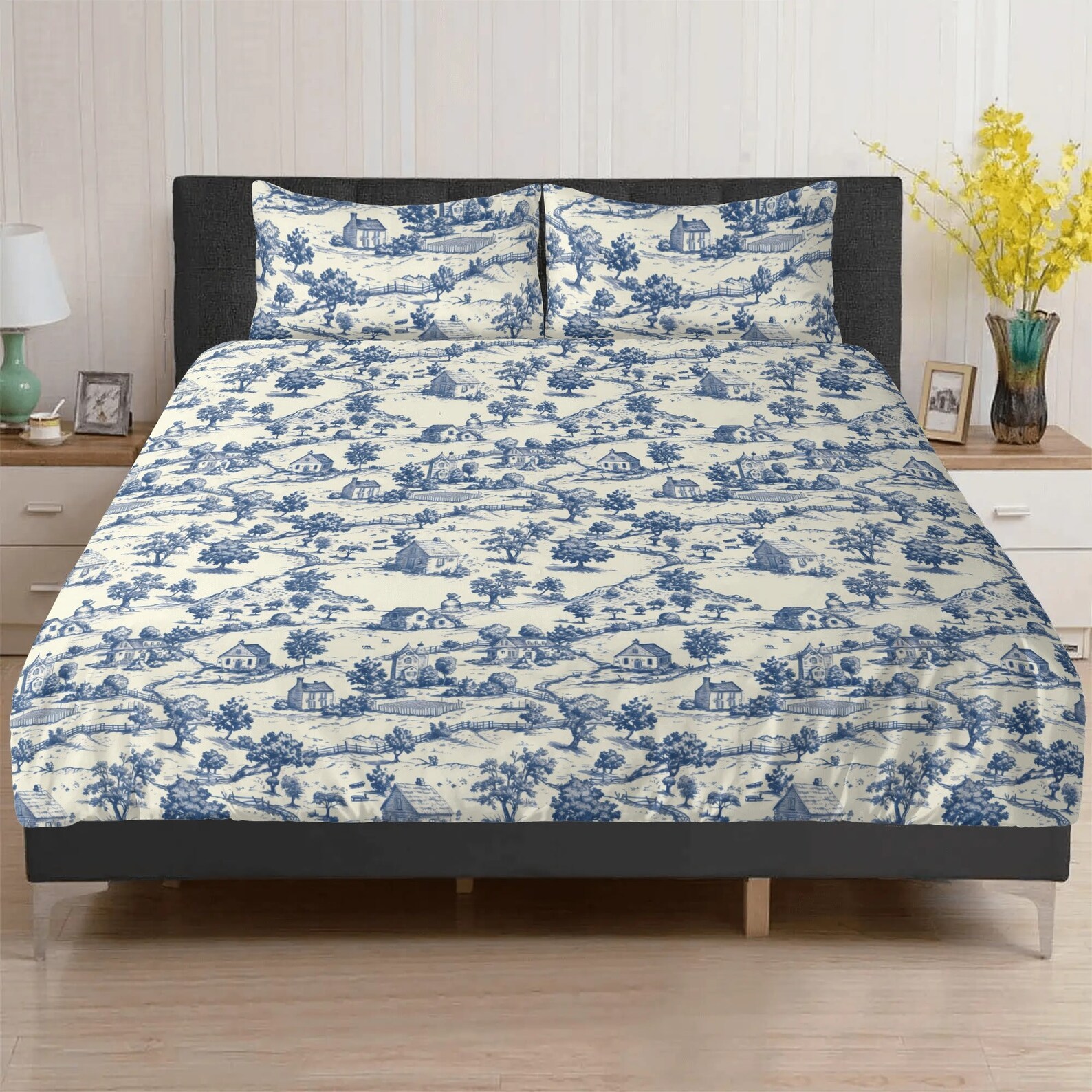 Village Toile Duvet Cover Set With Pillowcases Toile Duvet Set King ...