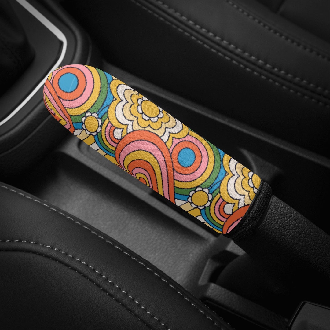 Psychedelic Flower Handbrake Cover for Car, Retro 70s Car Interior ...