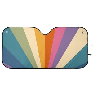 Retro Sun Ray Windshield Sun Shade, Rainbow Windshield Sunshade for Car ...