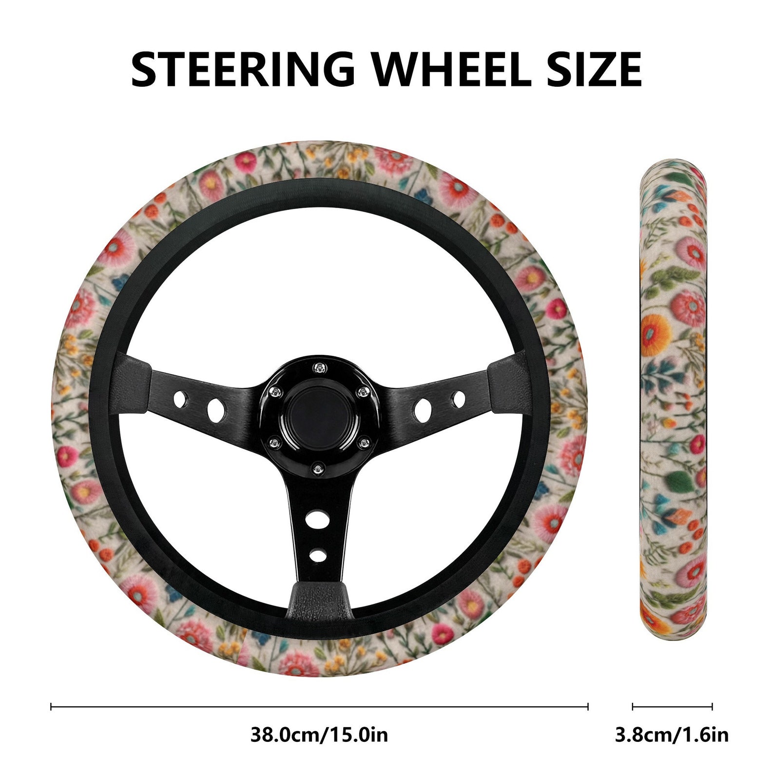 Tiny Wildflowers Steer Wheel Cover, Flora Car Wheel Cover for Women ...