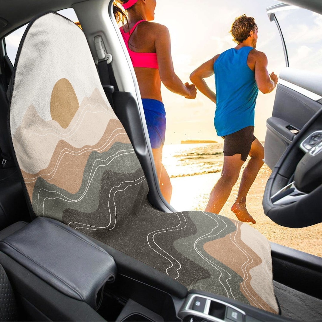 Boho Sea Wave Car Seat Towel, Beige Towel Cover for Car Seat ...