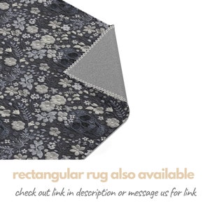 Floral Skull Round Rug Faux Embroidery, Western Gothic Area Rug, Round ...