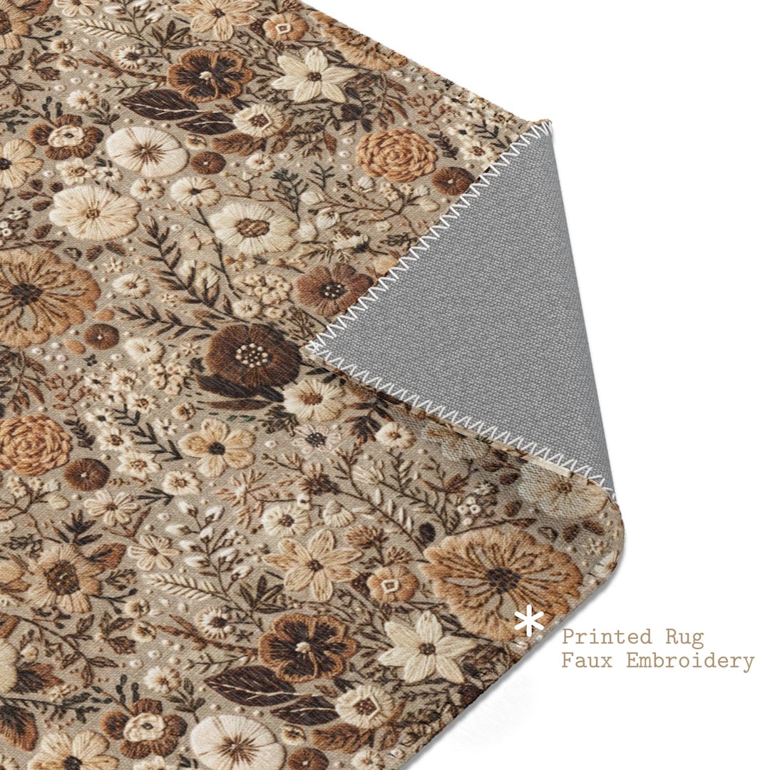 Boho Floral Hazel Rug, Floral Area Rug, Cottagecore Floor Mat for ...