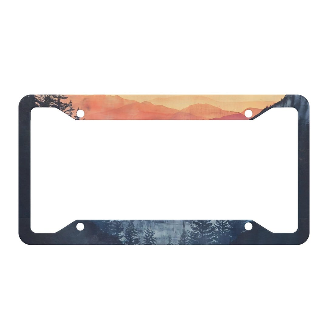Pine Forest Sunrise License Plate Frame Boho, Cute Car Plate Frame ...