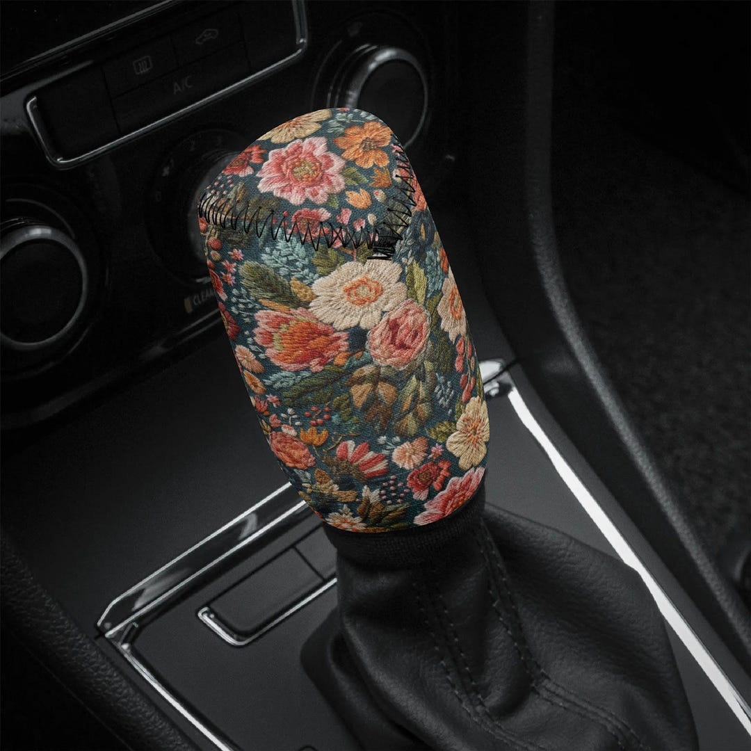 Boho Garden Shift Knob Cover for Women Floral Shifter Gear Cover Cute ...