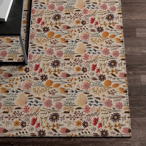 Woodland Wildflowers Rug, Colorful Floral Area Rug, Cottagecore Floor ...