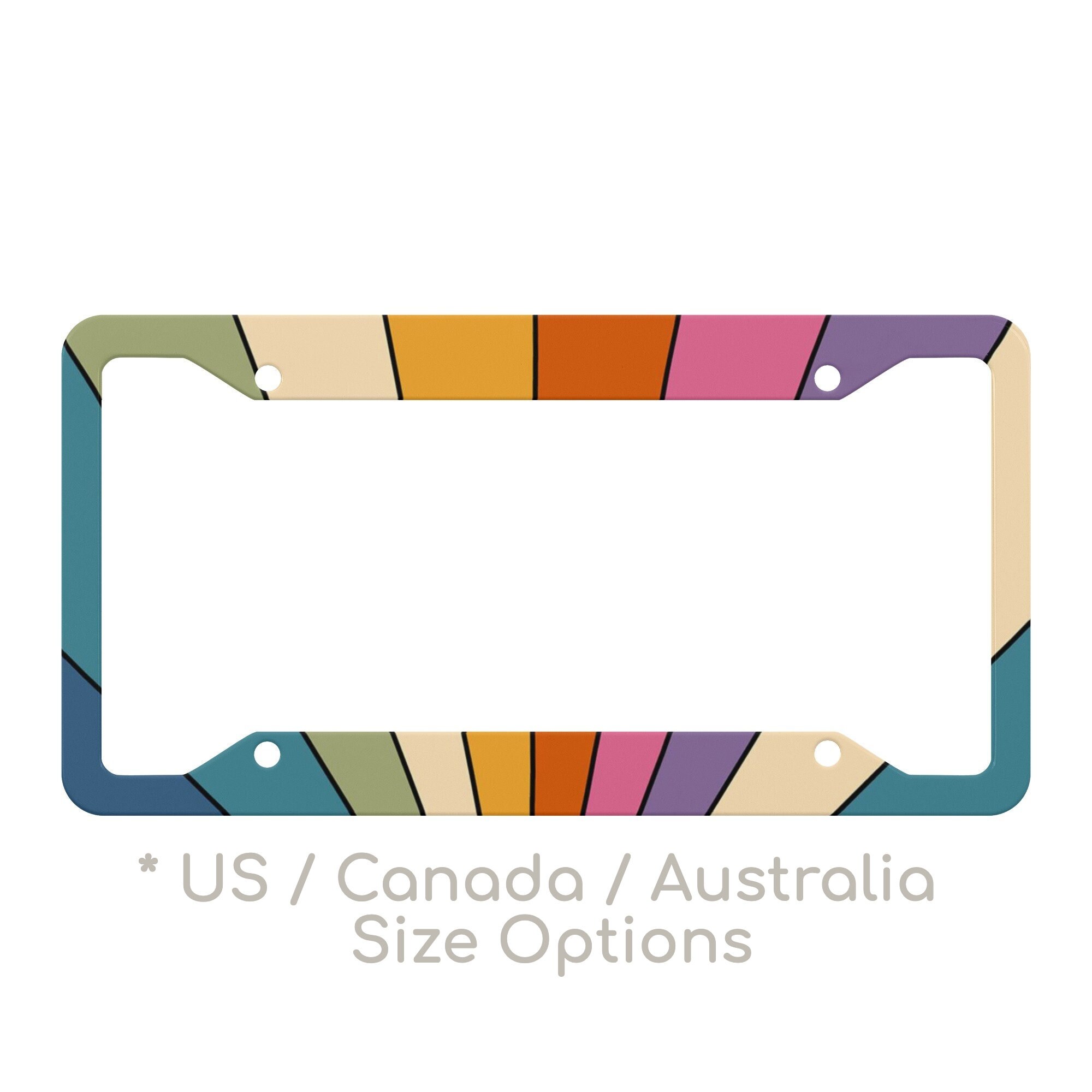 Retro Sun Rays License Plate Frame Cute, 70s License Plate Frames for ...