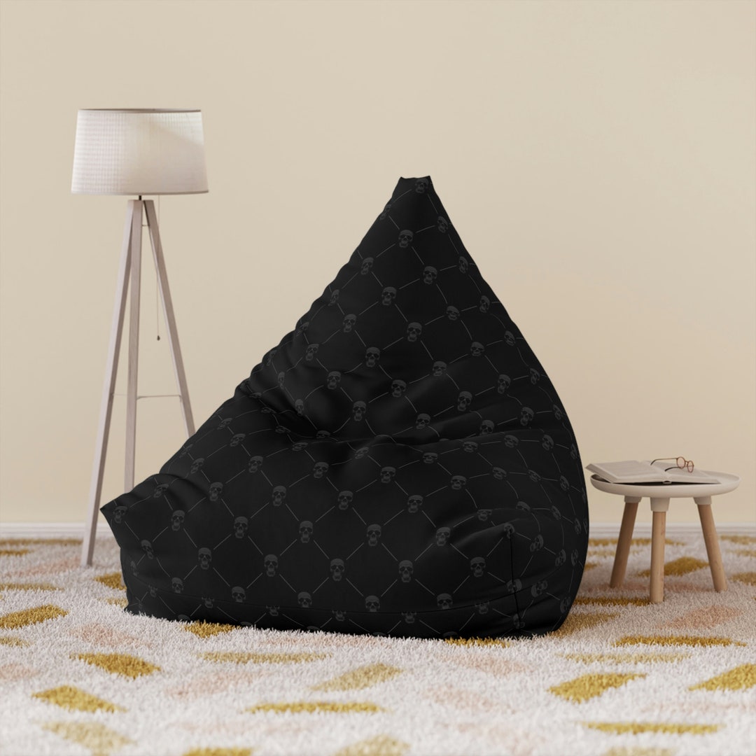 Skull Pattern Bean Bag Cover Black, Gothic Bean Bag Chair Cover, Gothic ...