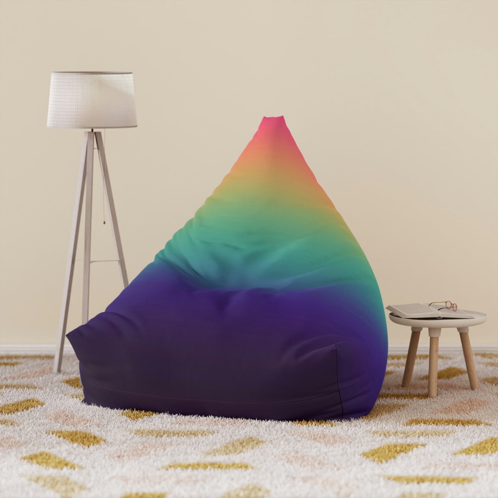 Rainbow Ombre Bean Bag Cover, Gradient Bean Bag Chair Cover, Colourful ...