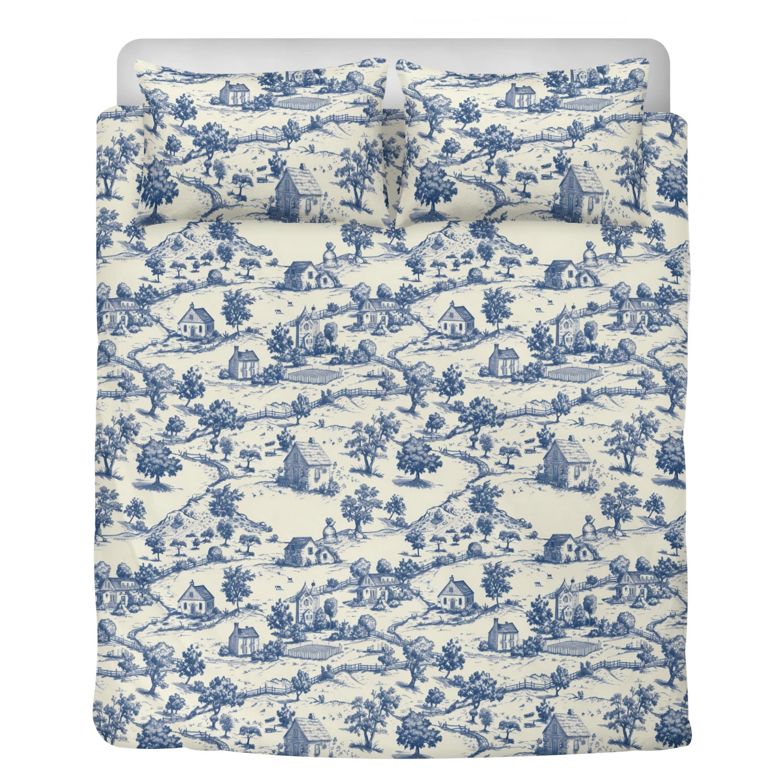 Village Toile Duvet Cover Set With Pillowcases Toile Duvet Set King ...