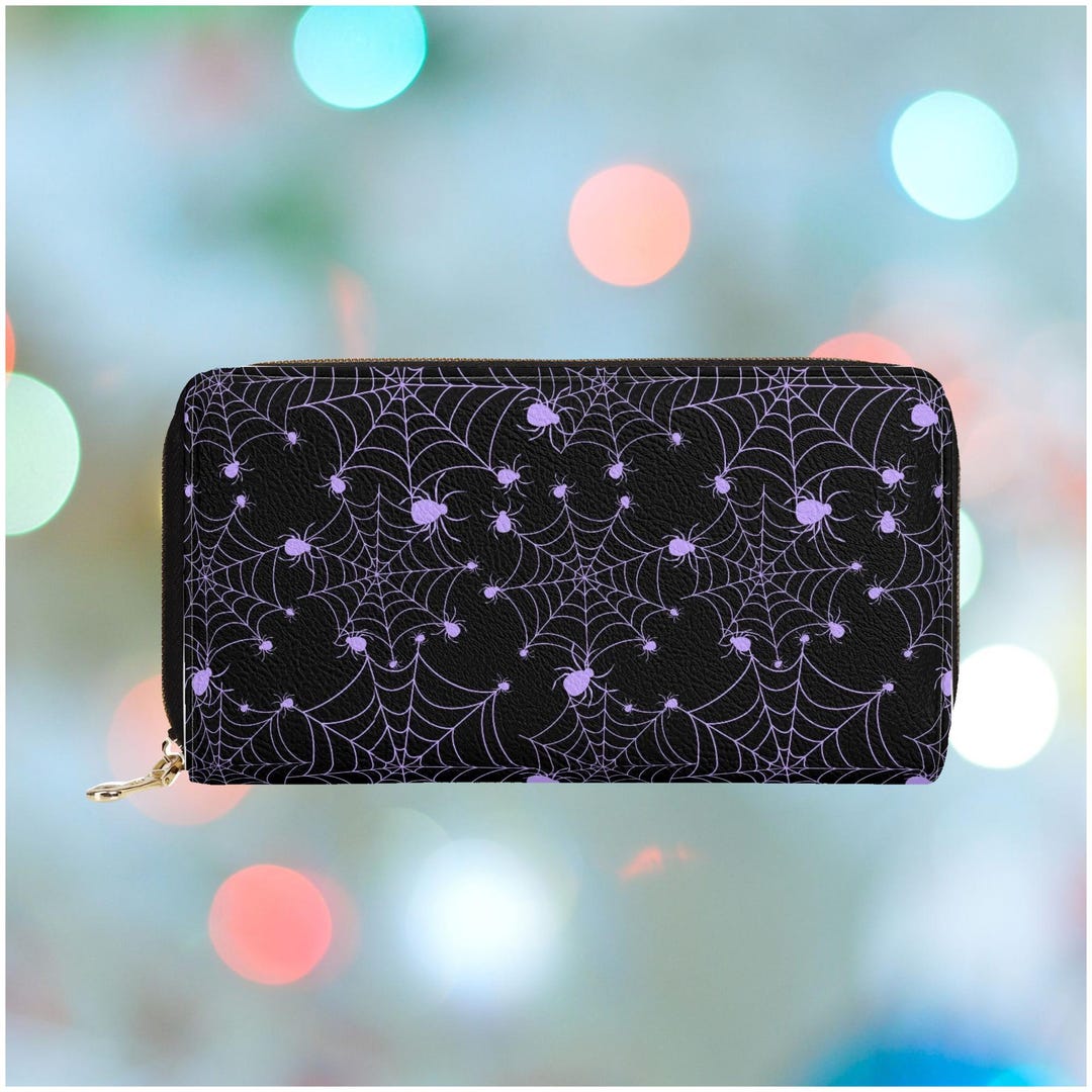 Cobweb Wallet for Women Spider Zipper Wallet With Coin Pocket Vegan ...