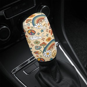 Rainbow Peace and Love Shift Knob Cover, Car Shifter Gear Cover Cute ...