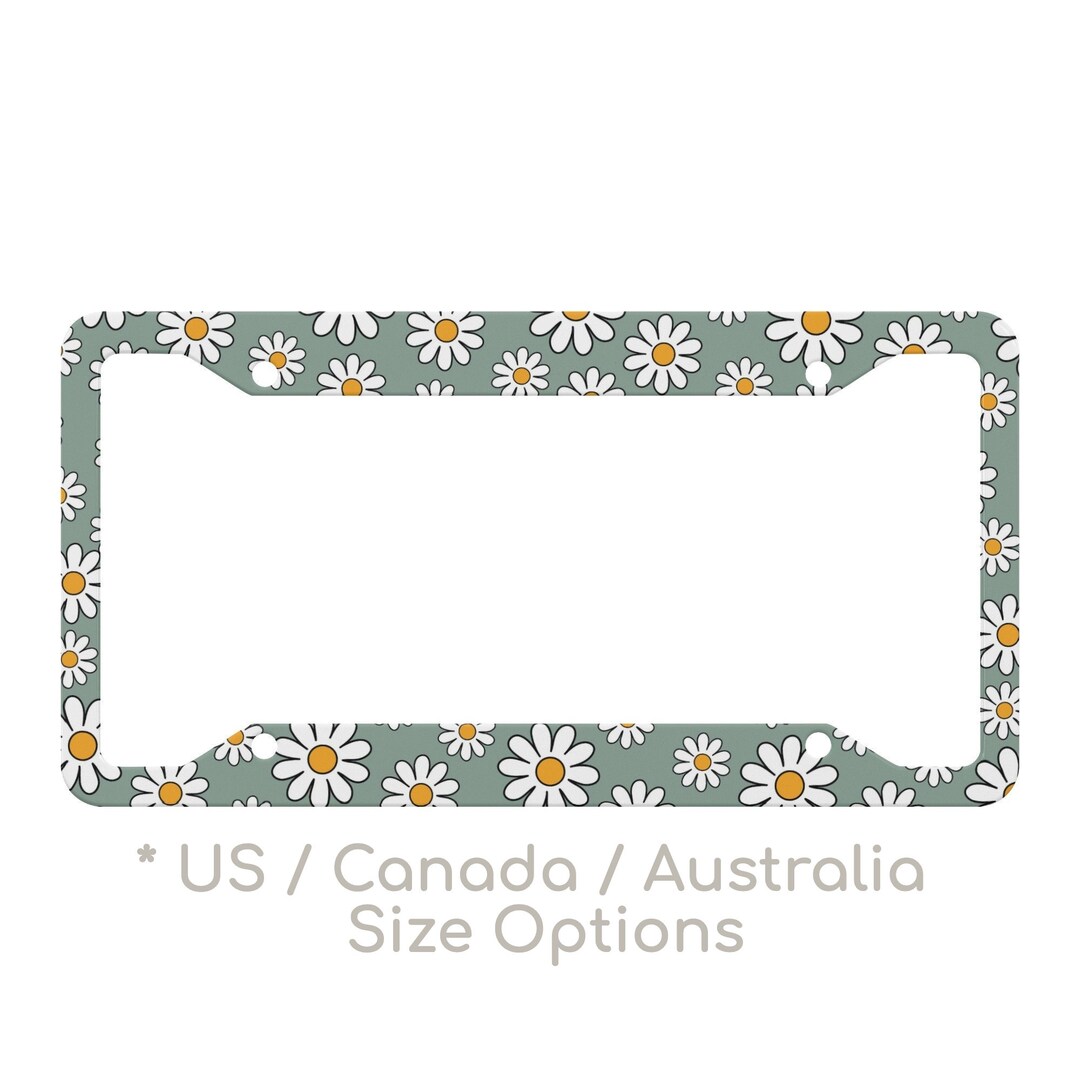 Daisy Sage License Plate Frame Cute Retro Green Floral License Plate ...