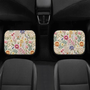 Summer Flower Bloom Car Mats, Floral Car Floor Mats, Cottagecore Car ...
