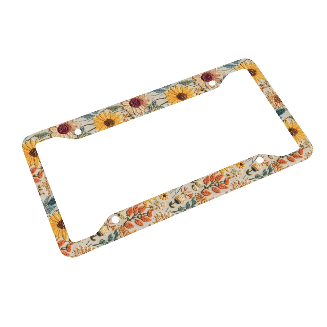 Golden Flower Clusters License Plate Frame, Cute License Plate Frame ...