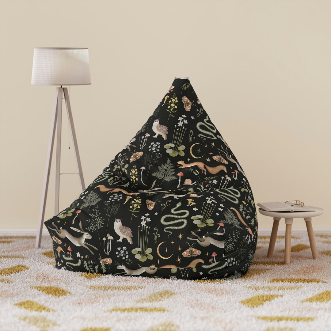 Enchanted Forest Bean Bag Cover, Witchy Bean Bag Chair Cover Black ...