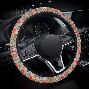 Tiny Wildflowers Steer Wheel Cover, Flora Car Wheel Cover for Women ...