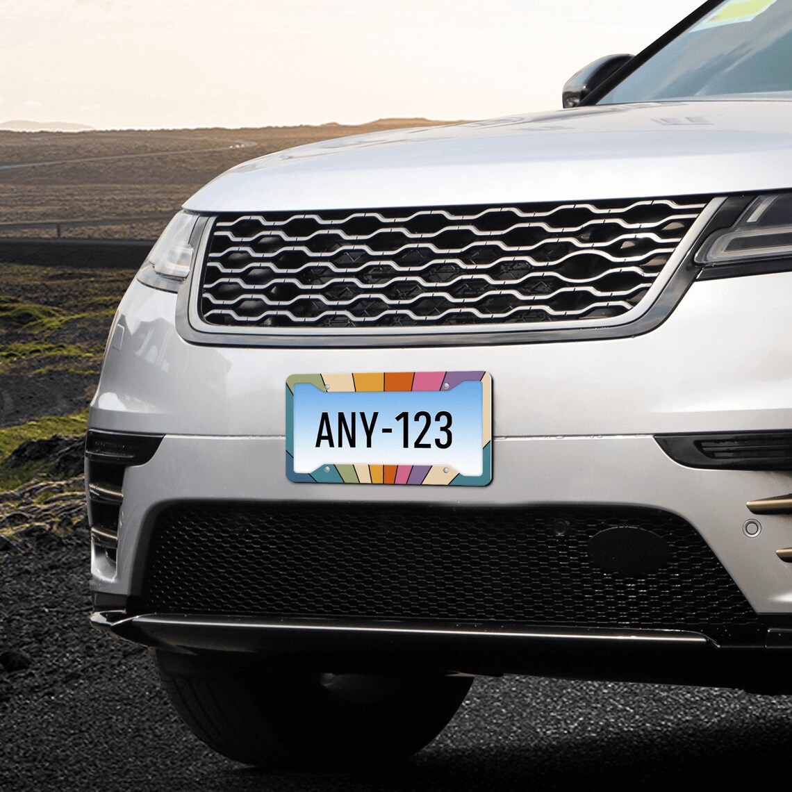 Retro Sun Rays License Plate Frame Cute, 70s License Plate Frames for ...