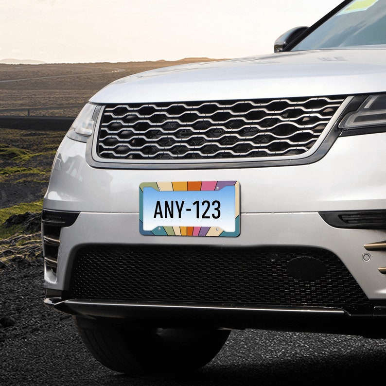 Retro Sun Rays License Plate Frame Cute, 70s License Plate Frames for ...