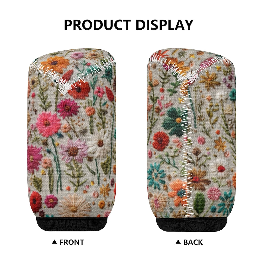 Summer Flowers Shift Knob Cover Faux Embroidery, Boho Floral Car ...