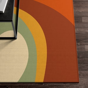 Retro Groovy Wave Rug, 70s Area Rug, Orange Floor Mat, Colorful Carpet ...