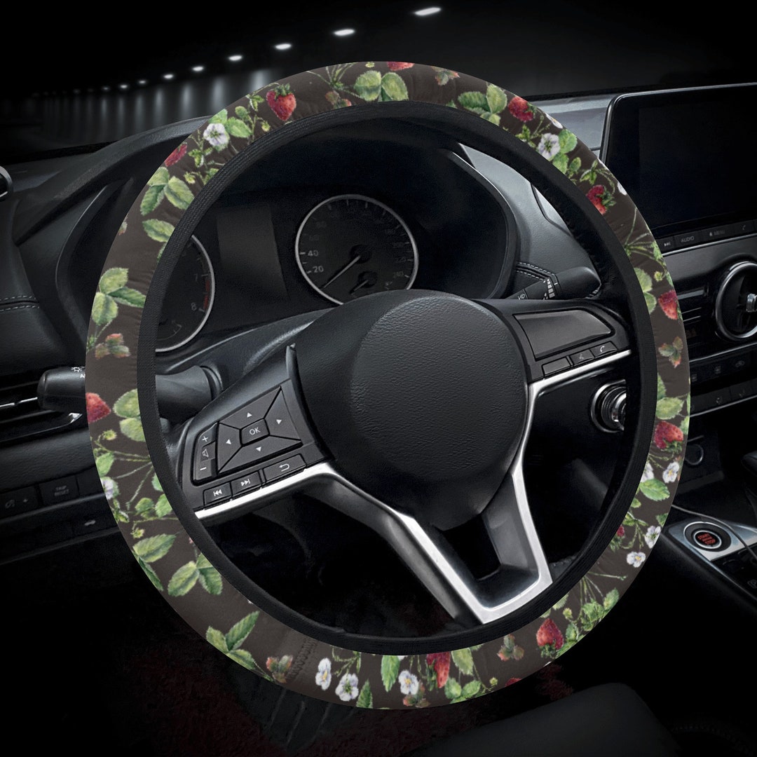 Strawberry Floral Steering Wheel Cover for Women, Cottagecore Car ...