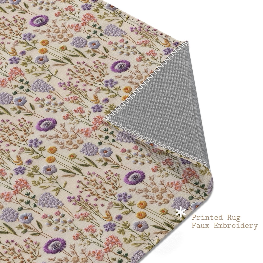 Lavender Spring Rug, Floral Area Rug, Cottagecore Floor Mat, Carpet for ...