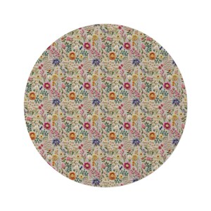Summer Flower Bloom Round Rug Faux Embroidery, Round Area Rug Colorful ...