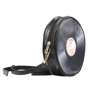 Vinyl Record Handbag Crossbody Round Bag Vegan Leather Purse Small, 7 ...