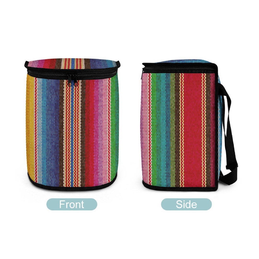 Mexican Blanket Car Trash Bag, Poncho Car Trash Can With Lid Colorful ...