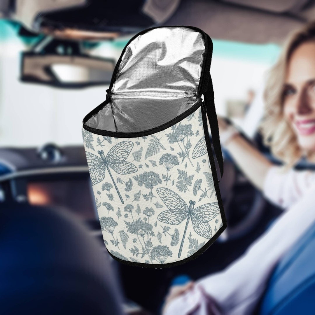 Dragonfly Car Trash Bag, Cottagecore Car Trash Can With Lid, Waterproof ...