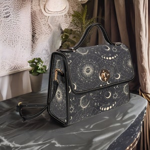Astrology Handbag Witchy, Celestial Satchel Bag Esoteric, Vegan Leather ...