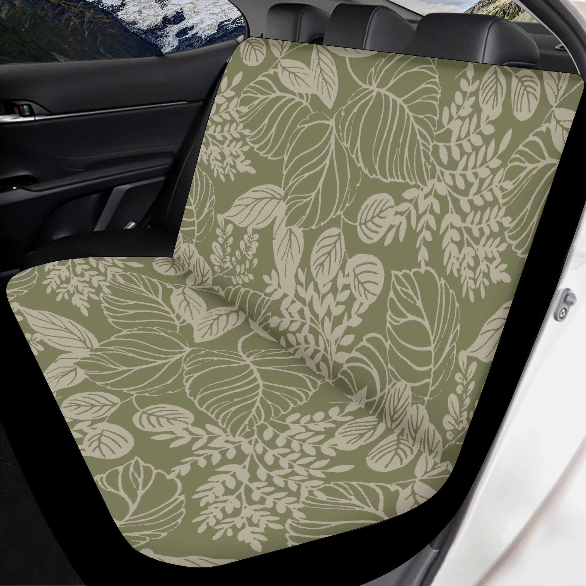 Boho Sage Seat Cover for Car, Botanical Green Car Seat Covers for ...