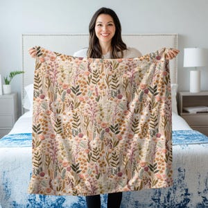 Wildflower Meadow Fleece Blanket Cottagecore Throw Floral Blanket, Faux ...