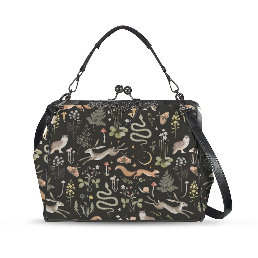 Enchanted Forest Kiss Lock Handbag Witchy Bag Vegan Leather Crossbody ...