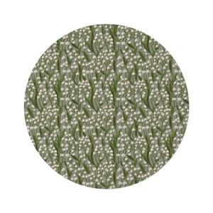 Lily of the Valley Round Rug Printed, Sage Round Area Rug, Boho Floral ...