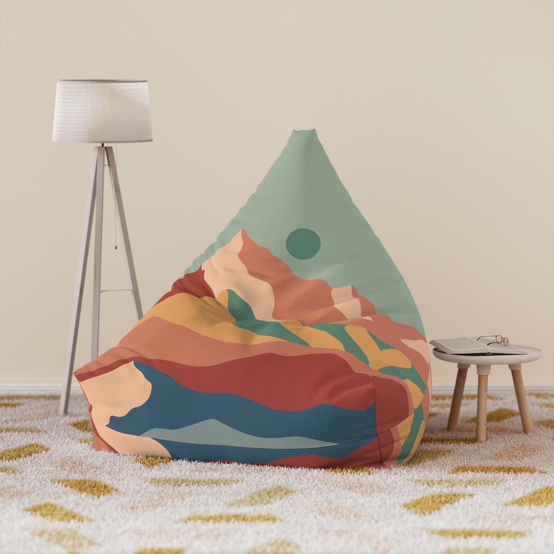 Boho Sun Bean Bag Cover, Mountain Bean Bag Chair Cover, Abstract Nature ...