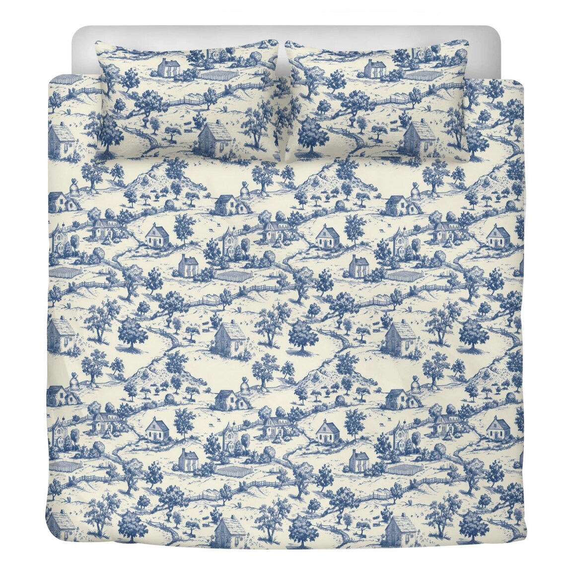 Village Toile Duvet Cover Set With Pillowcases Toile Duvet Set King ...